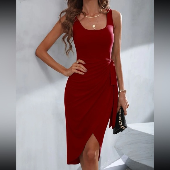 Dresses | Boho Burgundy Knot Side Bodycon Dress | Poshmark